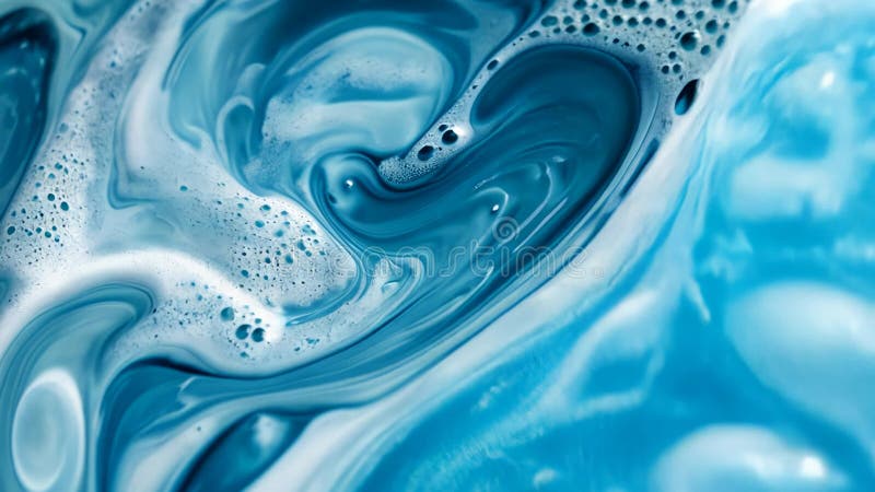 Abstract Blue and White Liquid Marble Texture with Bubbles Stock Video ...