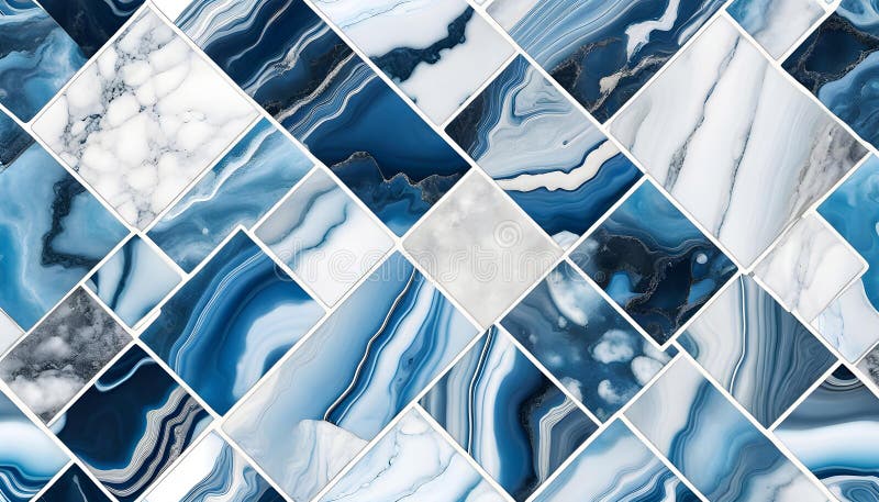 Abstract Blue and White Marble Stone, Geometric Rectangular Marble ...