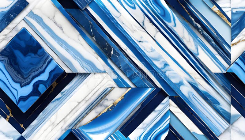 Abstract Blue and White Marble Stone, Geometric Rectangular Marble ...