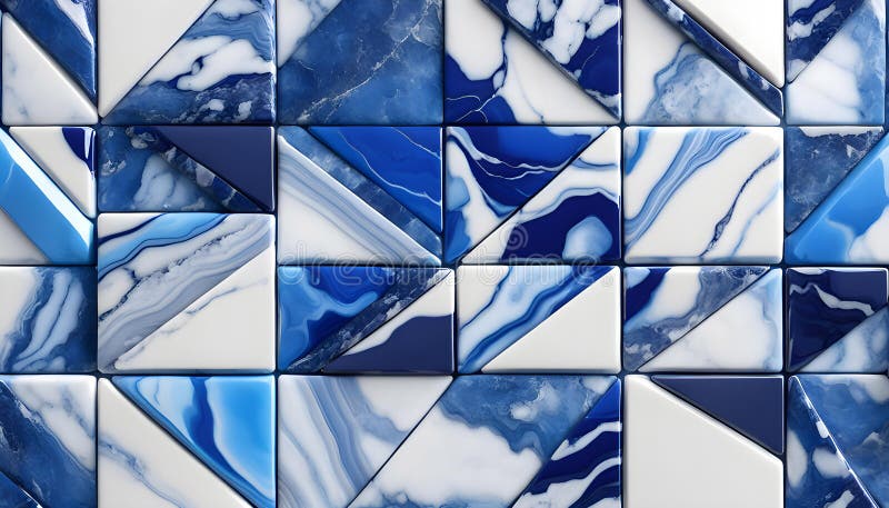 Abstract Blue and White Marble Stone, Geometric Rectangular Marble ...
