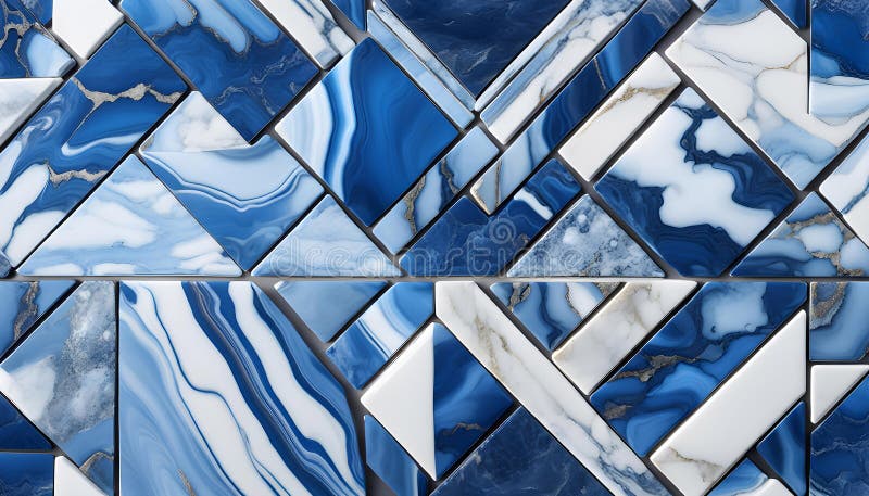 Abstract Blue and White Marble Stone, Geometric Rectangular Marble ...