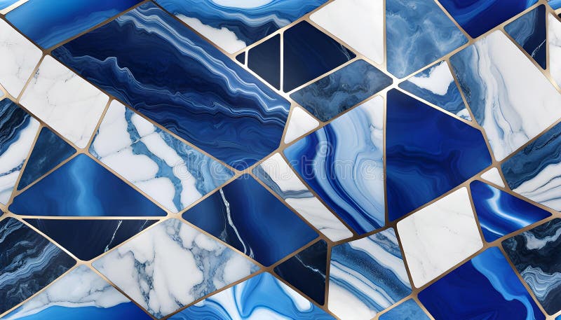 Abstract Blue and White Marble Stone, Geometric Rectangular Marble ...
