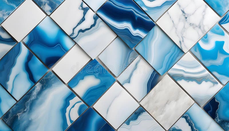 Abstract Blue and White Marble Stone, Geometric Rectangular Marble ...