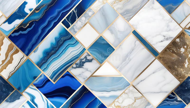 Abstract Blue and White Marble Stone, Geometric Rectangular Marble ...