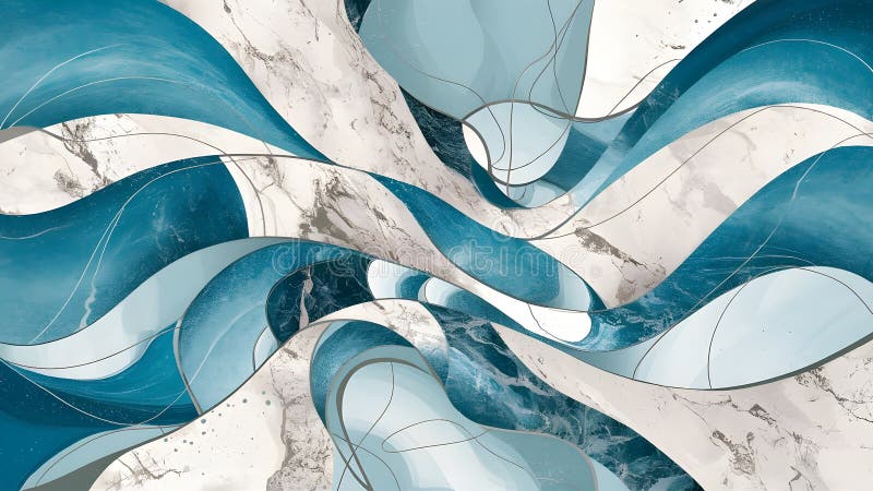 Abstract Blue and White Marble Wave Design Art Stock Illustration ...