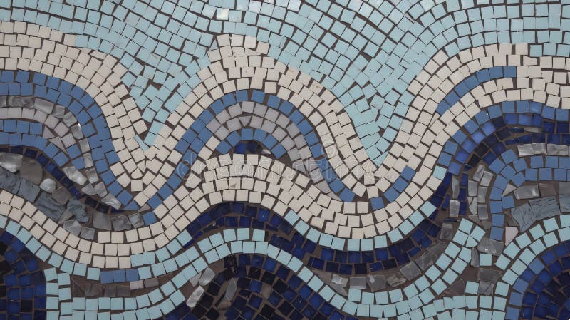 Abstract Blue and White Mosaic Tile Wave Pattern Good Resolution Stock ...