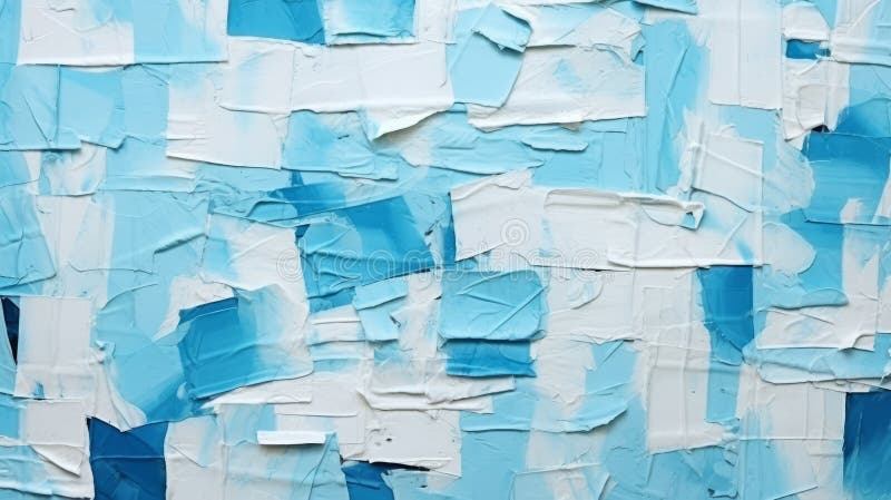 Abstract Blue and White Painting with Harsh Palette Knife Work Stock ...