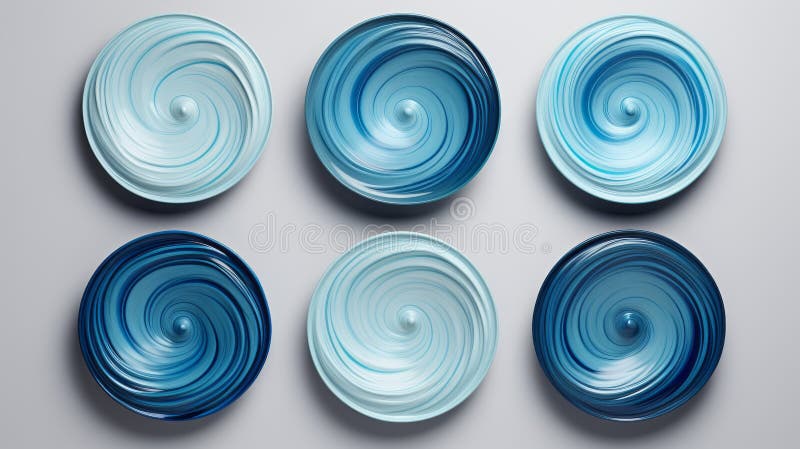 Blue Swirls Painting Set with Natural Stones - Octane Render Style ...