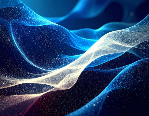 Abstract Blue White Red Particle Waves Background Stock Illustration - Illustration of ...