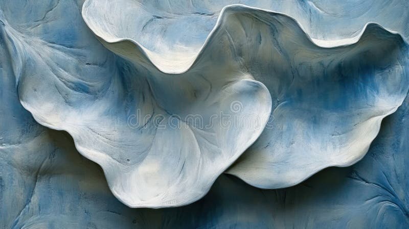 Abstract Blue and White Sculptural Forms Resembling Organic Shapes ...