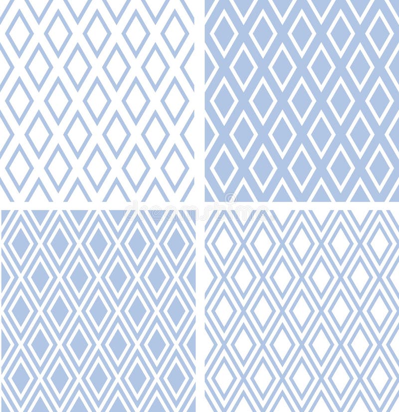 Abstract Blue and White Seamless Geometric Diamonds Patterns Stock ...