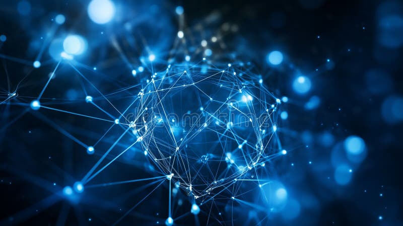 Abstract Blue and White Sphere with Glowing Network Connections ...