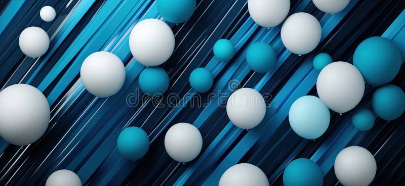 Abstract Blue and White Spheres on Diagonal Striped Background for ...
