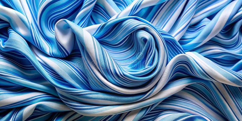 Abstract Blue and White Striped Fabric Swirling in a Centered Vortex ...