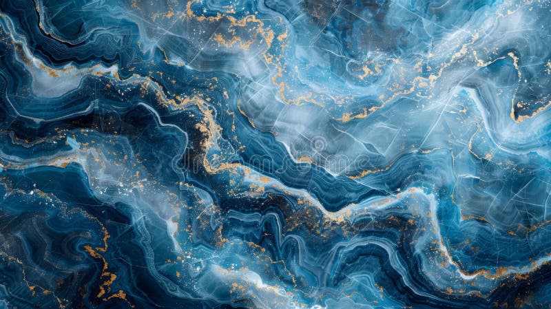 Abstract Blue and White Swirl Pattern with Hints of Gold. a Vibrant and ...