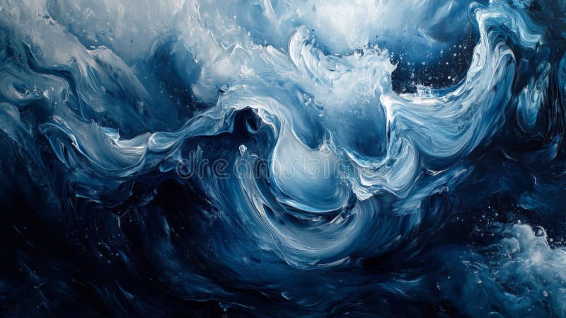 Abstract Blue and White Swirling Fluid Acrylic Painting Stock ...