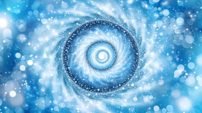 Abstract Blue and White Vortex with Sparkling Particles, Radiating from ...