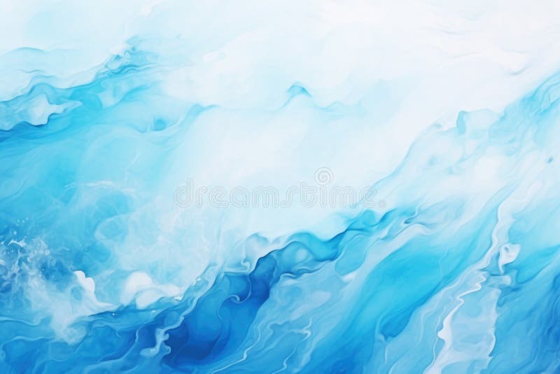 Abstract Blue Wave Painting Stock Illustration - Illustration of blue ...