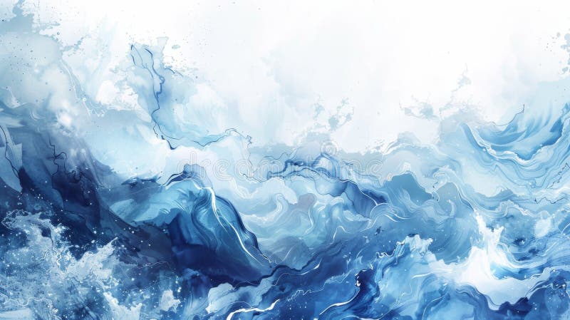 Abstract Blue and White Watercolor Swirls Stock Illustration ...