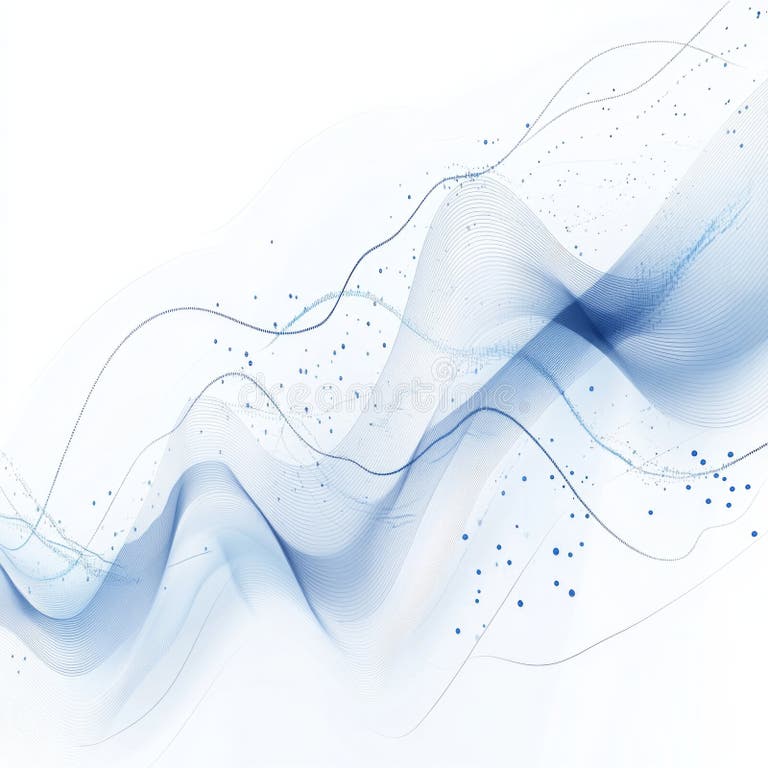 Abstract Blue and White Wave Design with Flowing Curves and Dots Stock ...