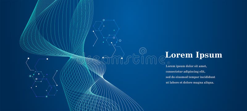 Abstract Blue White Wave, Geometric DNA Background, Scientific ...