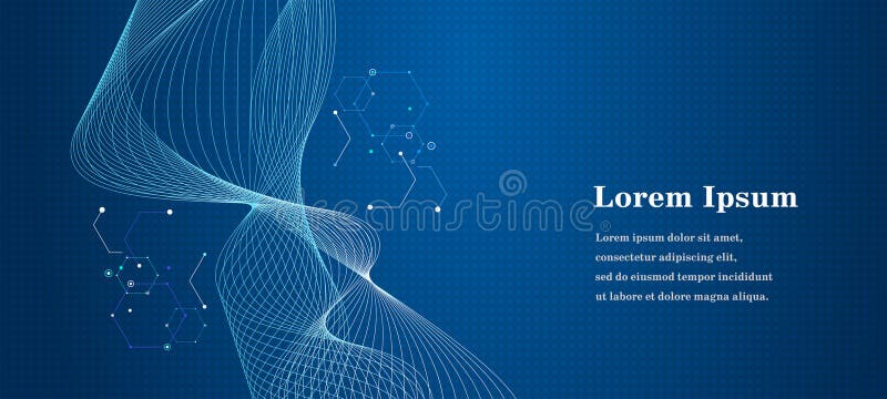 Abstract Blue White Wave, Geometric DNA Background, Scientific ...