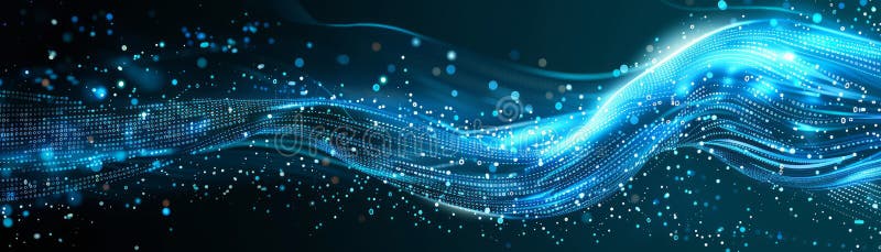 Abstract Futuristic Wave Design with Glowing Blue Particles on Dark ...