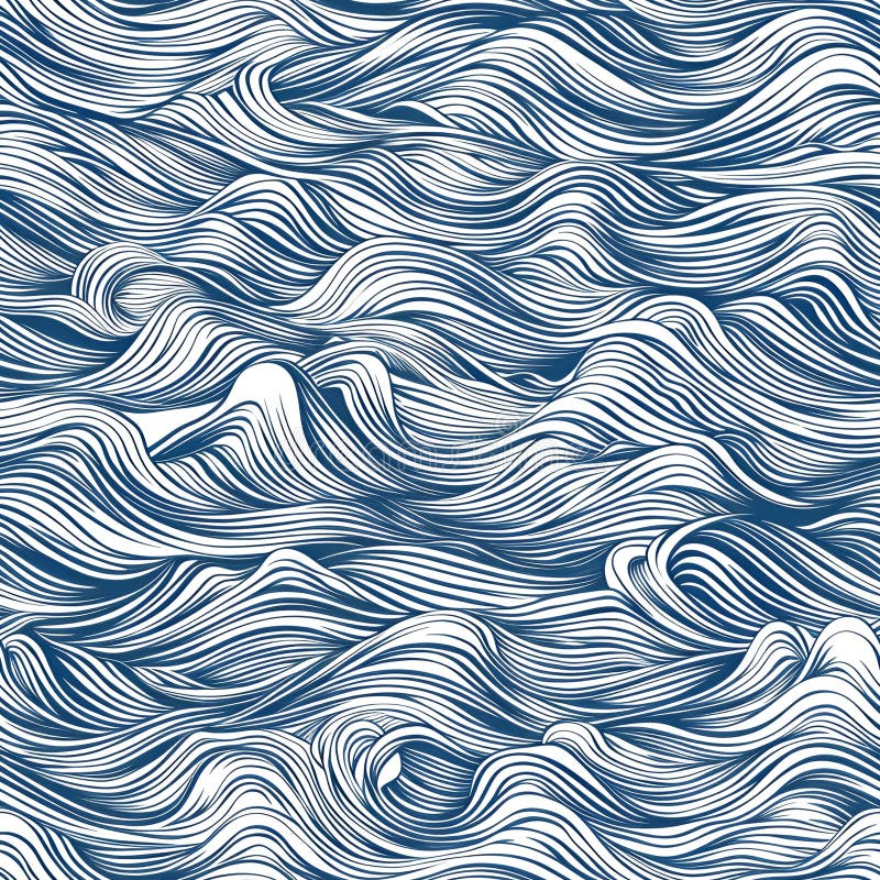 Abstract Blue and White Wave Pattern Stock Illustration - Illustration ...