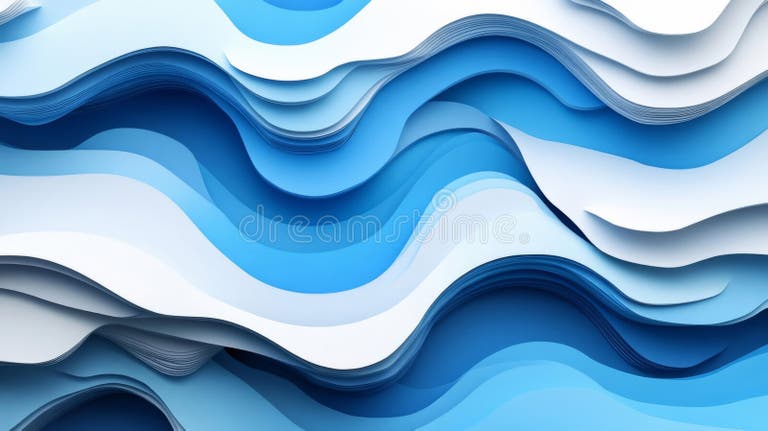 Abstract Blue and White Wave Pattern Background Stock Illustration ...
