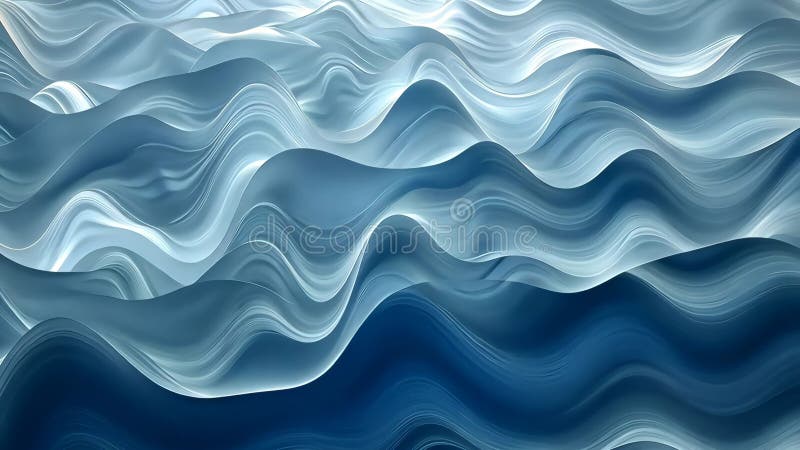 Abstract Blue and White Wave Pattern, Digital Illustration. Modern Art ...
