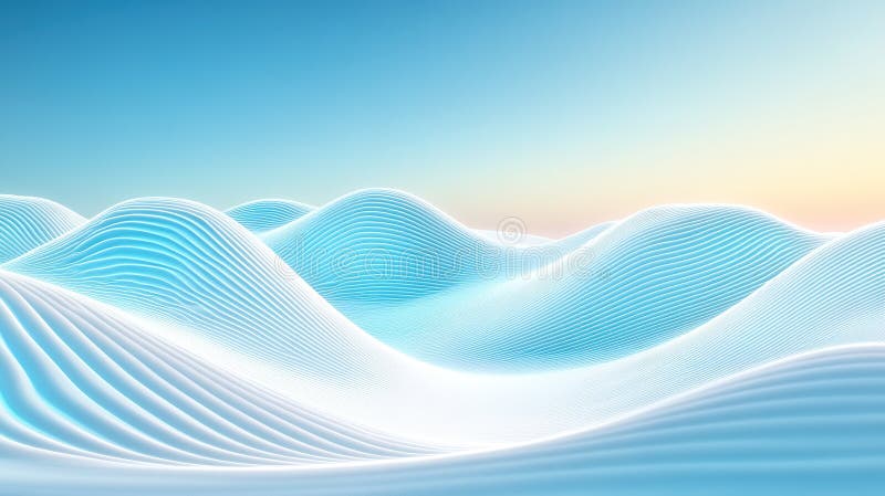 Abstract Blue and White Wave Patterns in Serene Landscape at Sunrise ...