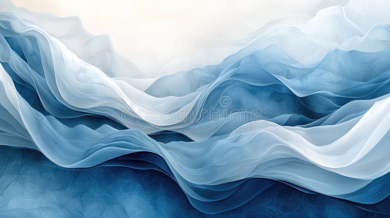 Abstract Blue and White Waves Forming a Serene Landscape with Texture ...
