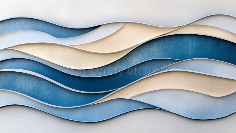 Abstract Blue and White Waves Pattern, Layered and Flowing, Modern Art ...