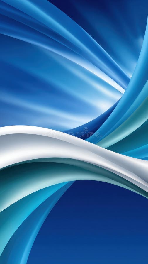 Abstract Blue and White Wavy Background with Dynamic Curves and Light ...