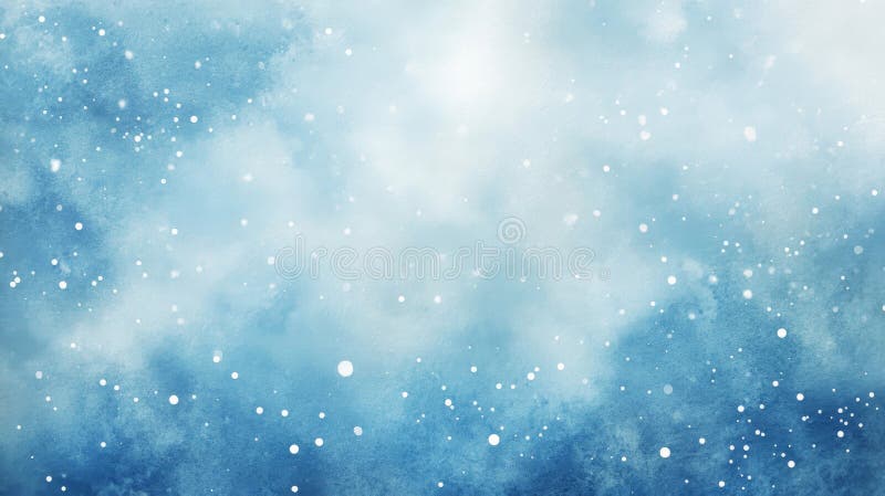 Abstract Blue Winter Watercolor Background with Snow Stock Illustration ...