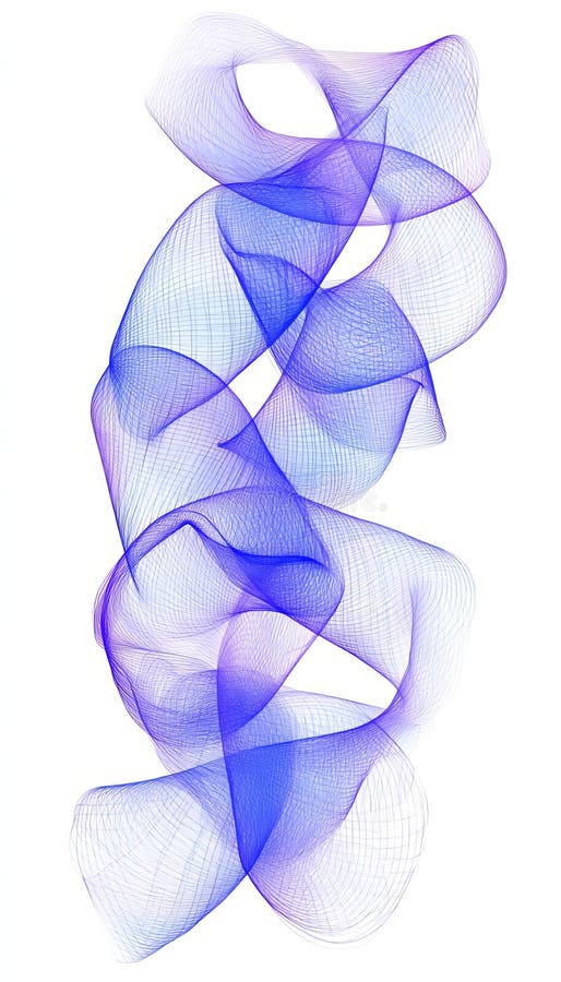Abstract Blue Wispy Ribbon Effect on White Backdrop, Dynamic Flow and ...