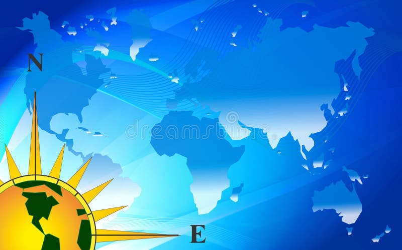 Abstract blue world map stock illustration. Illustration of continents ...