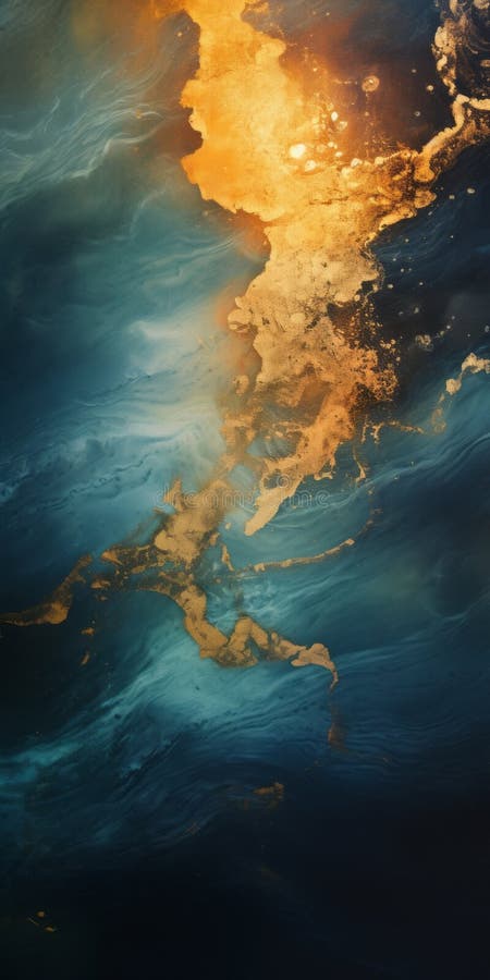 Abstract Gold Ocean Wallpaper: Underwater Sunset Drone Photograph Stock ...