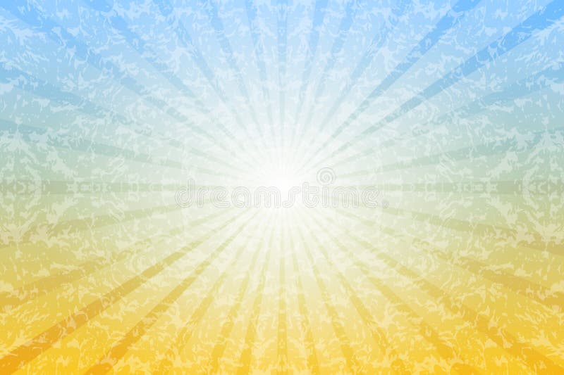 Abstract Blue and Yellow Background with Sun Ray. Summer Vector ...