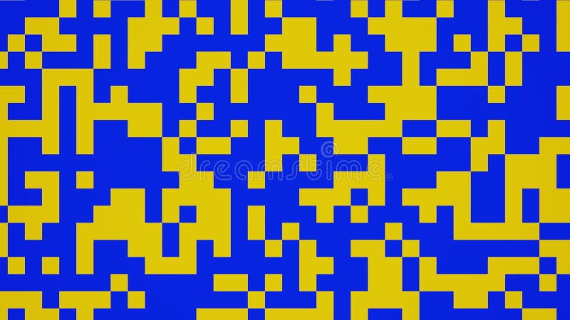 Abstract Blue and Yellow 8 Bit Square Pixels Animation Background. 3d ...