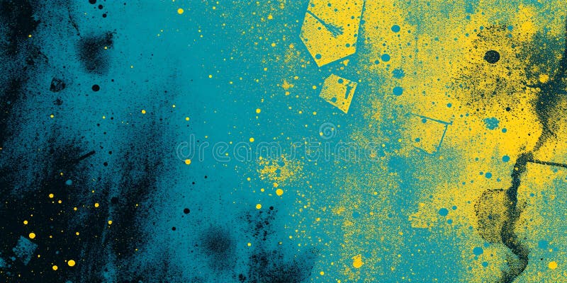 Abstract Blue Yellow and Black Splatter Paint Stock Illustration ...