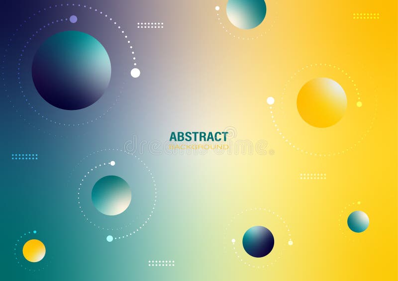 Abstract Blue and Yellow Circle Shapes with Curves of Dots on a ...