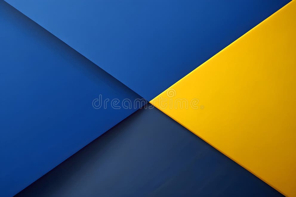 An Abstract Blue and Yellow Color Blocks in Triangle Shapes Stock ...