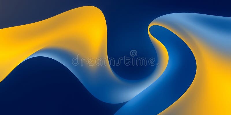 Abstract Blue and Yellow Curves on a Dark Blue Background Stock ...