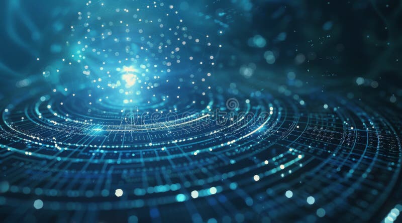 Abstract Blue and Yellow Digital Circle Pattern Stock Photo - Image of ...