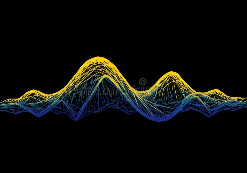 Abstract Blue and Yellow Digital Mountain Landscape Stock Illustration ...