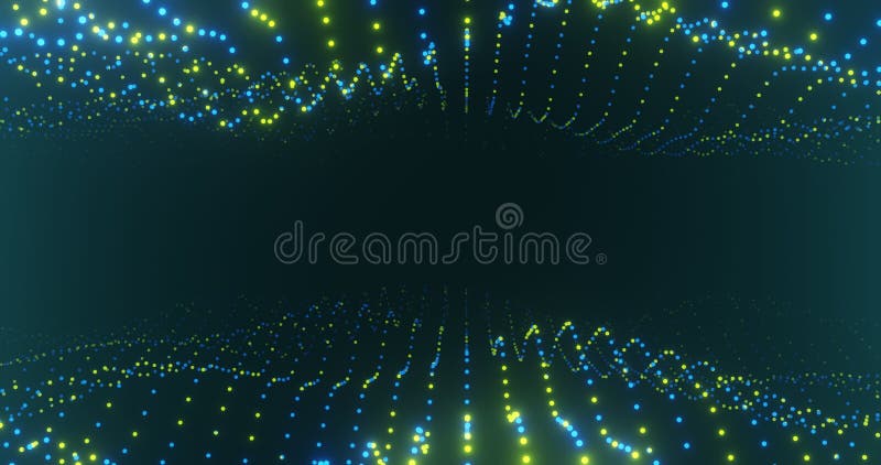Abstract Blue and Yellow Digital Wave Dots Technology Background. 3d ...