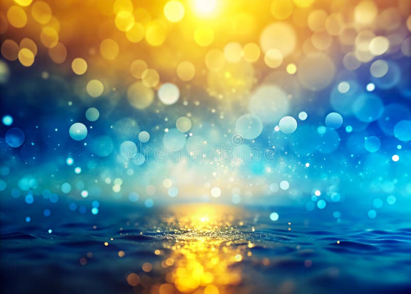 Blue Yellow Bokeh Lights Gradient Background with Glowing Effect for ...