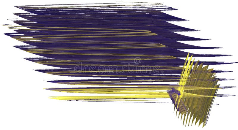 Abstract Blue and Yellow Line Drawing with Horizontal Wave, Isolated ...