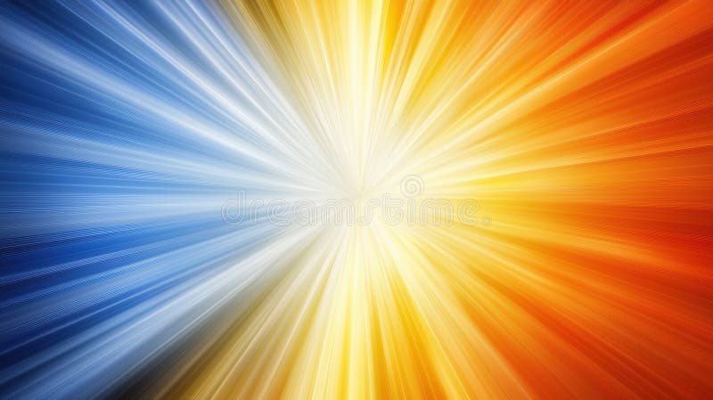 Abstract Blue, Yellow and Orange Light Radiating from a Bright Central ...